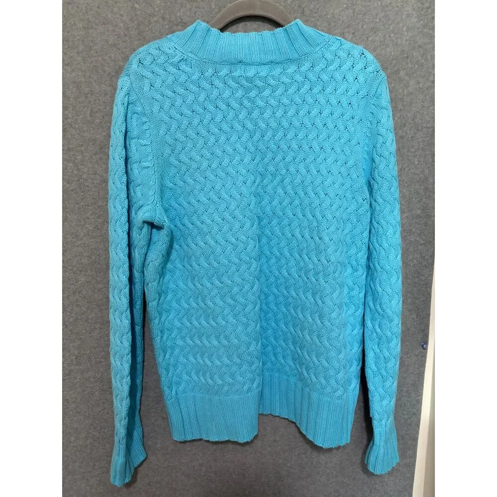Studio Works | Sweaters | Studio Works Blue Cable Knit Sweater Cotton V ...